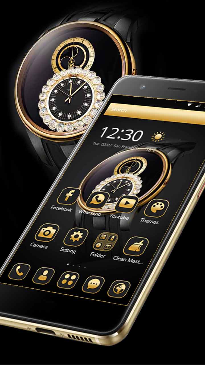 Luxury Clock Golden 2D Theme:Amazon.co.uk:Appstore for Android