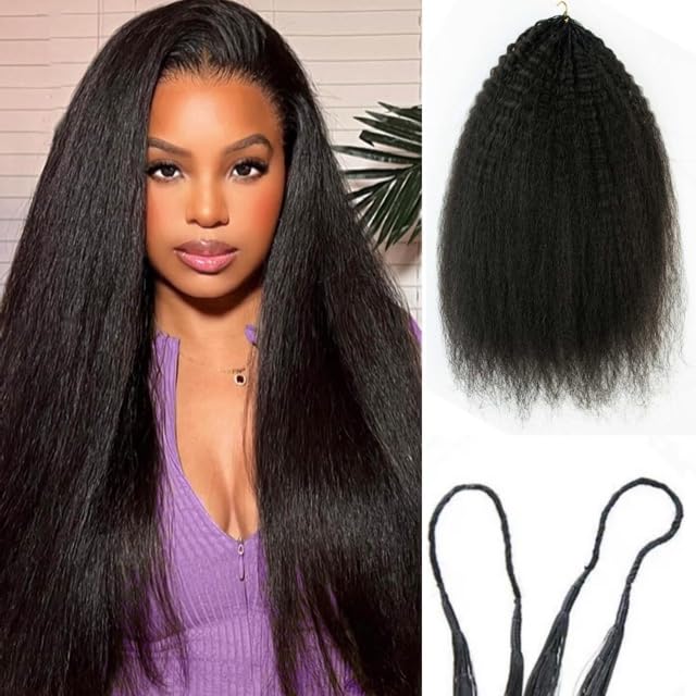 Amazon.com : Kinky Straight Feather Crochet Hair Braid Human Hair ...