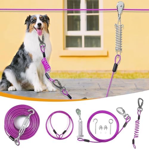 Amazon.com : Dog Runner for Yard,Double Shock Absorption Dog Trolley ...