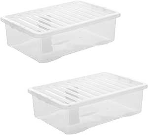 Khanary Clear Plastic Storage Boxes with Lids Clip Locking Compact ...