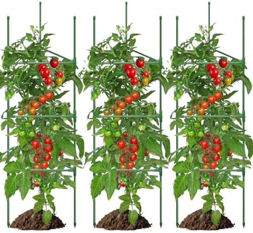 Tomato Cage,3 Pack 55in Tomato Cage Trellis Tomatoes Plant Stakes ...