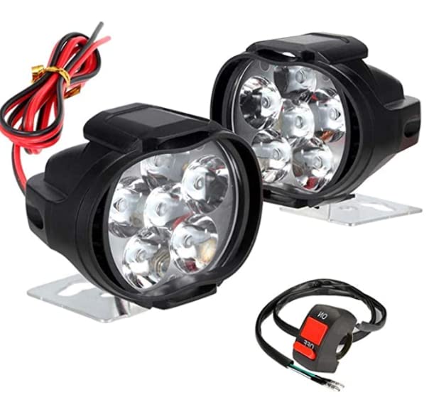 Bike LED Fog Light high Power (6 led 2 pcs with Switch) : Amazon.in ...