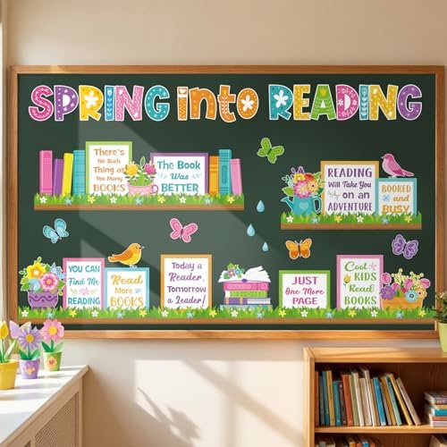 Amazon.com : Qilery Spring Bulletin Board Set Reading Classroom ...
