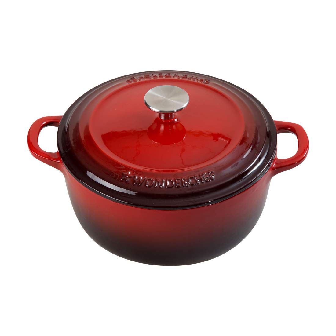Buy Wonderchef Ferro Cast Iron Casserole with Lid, 800ml, Red Online at ...