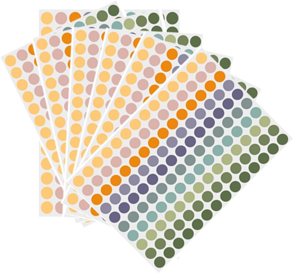CAASFOOY1680 PCS 19mm Colourful Round Coding Circle Dot Labels Stickers ...