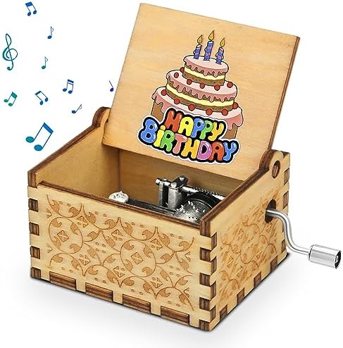 Amazon.com: JKJYSJ Happy Birthday Music Box - Hand Crank Engraved ...