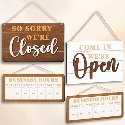 Amazon.com: Woodamore Open Closed For Business - Business Hours Sign ...