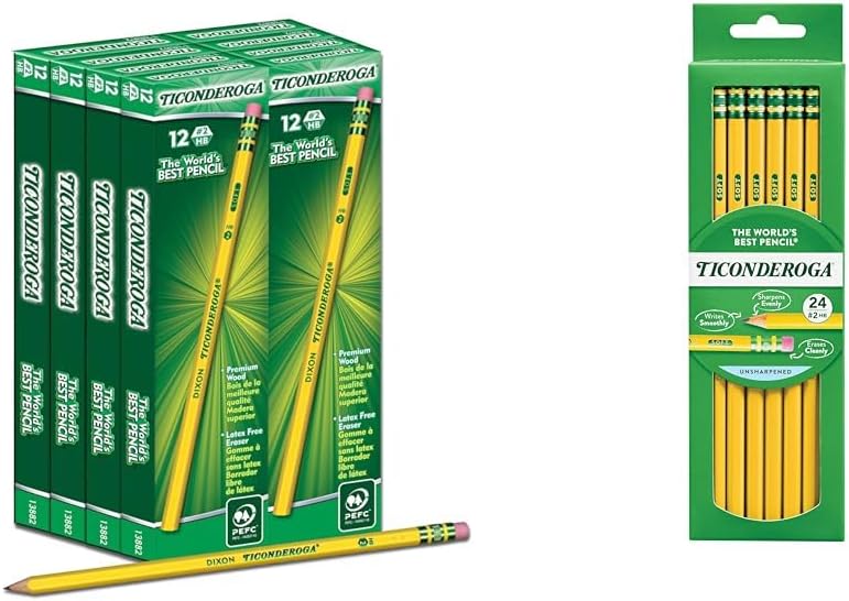 Amazon.com : Ticonderoga Wood-Cased Pencils, Unsharpened, #2 HB Soft ...