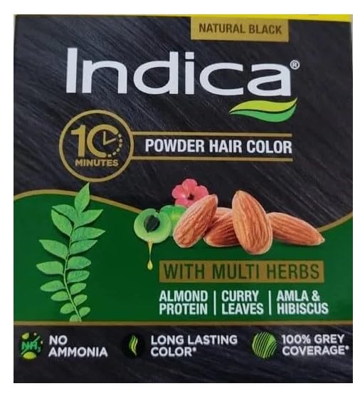 Buy Indica Powder Hair Color 60Gram (5Gram X 12Sachet, Black) Online at ...