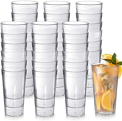 Amazon.com | 36 Pack 20 oz Clear Plastic Cup Reusable Beverage Tumblers ...