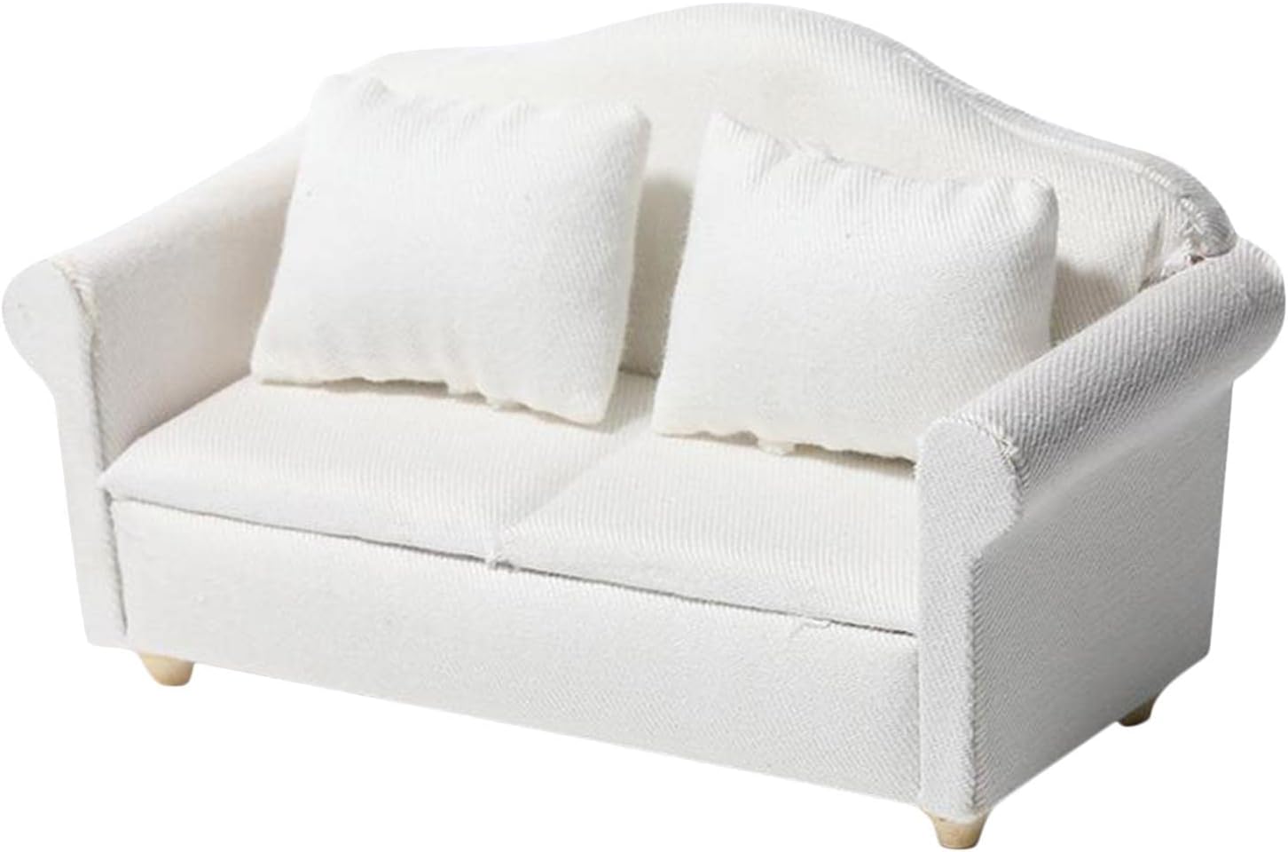 Amazon.com: 1/12 Scale Miniature Sofa with 2 Cushions, White Dollhouse ...
