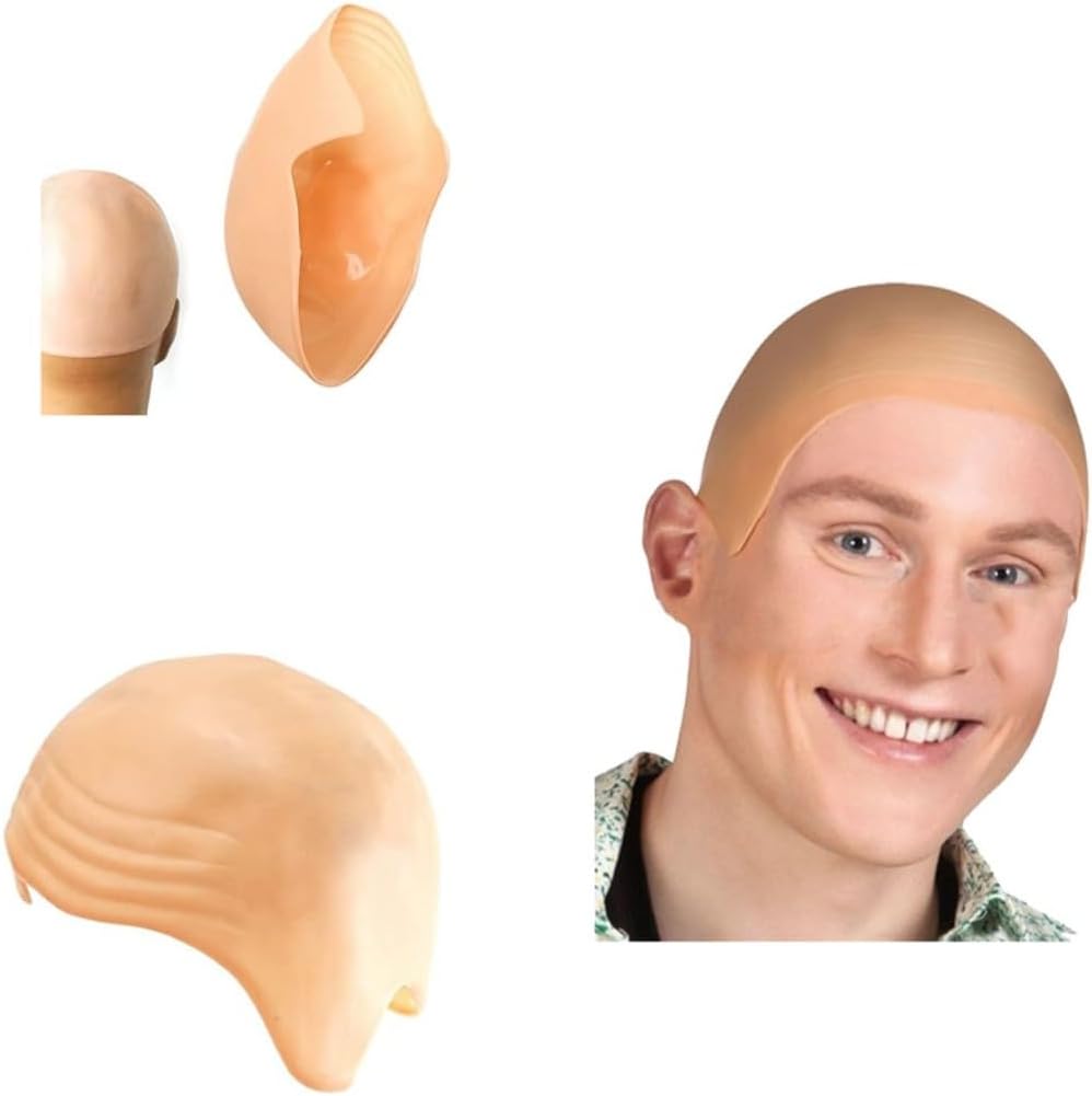 Grapelet Adult men and women Halloween party bald hats,thick Bald Skin ...