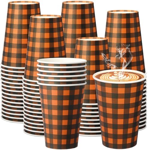 Amazon.com: JarThenaAMCS 48Pcs Fall Buffalo Plaid Paper Cups Autumn ...