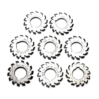 Amazon.com: 8pcs HSS M1 PA20 20 Degree Involute Gear Cutters Set #1-8 ...