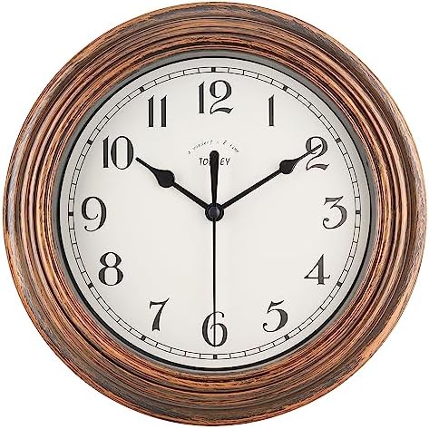 Amazon.com: Topkey Silent Wall Clock Kitchen 9 Inch Retro Non-Ticking ...