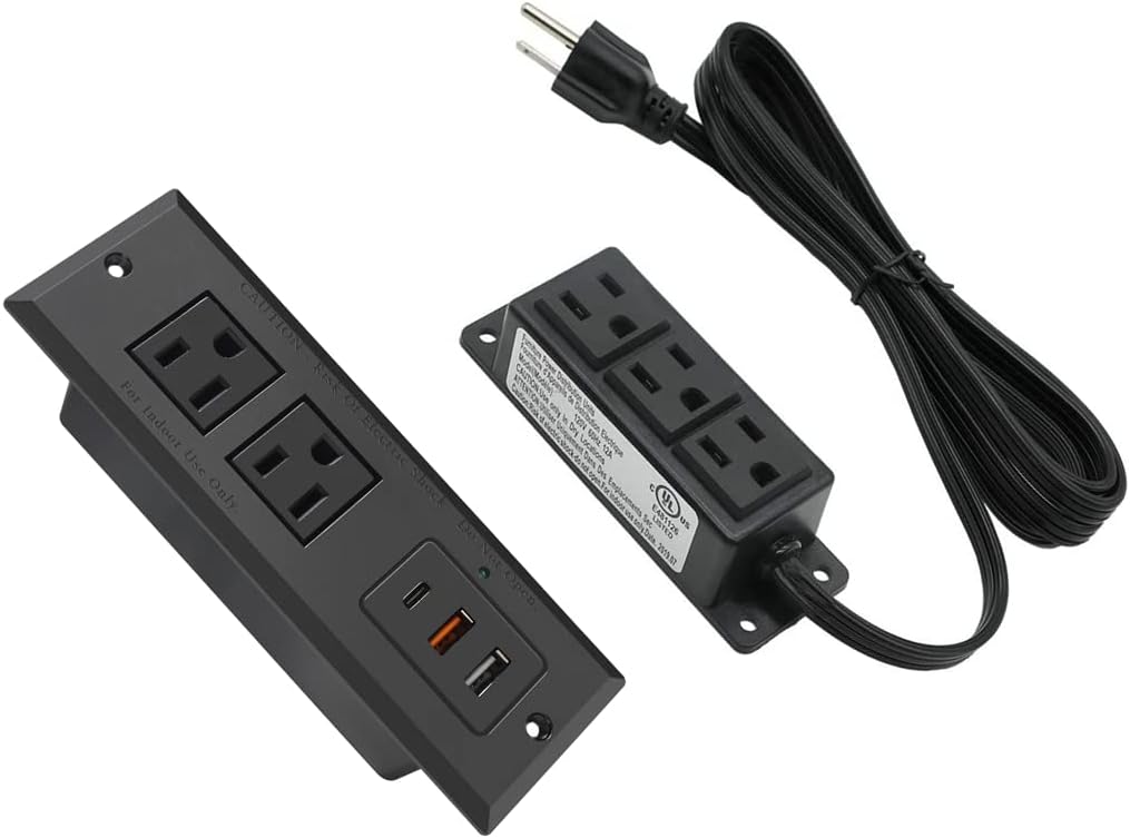 Amazon.com: Surface Mounted Power Strip 3 AC Grounded Outlets 20W ...