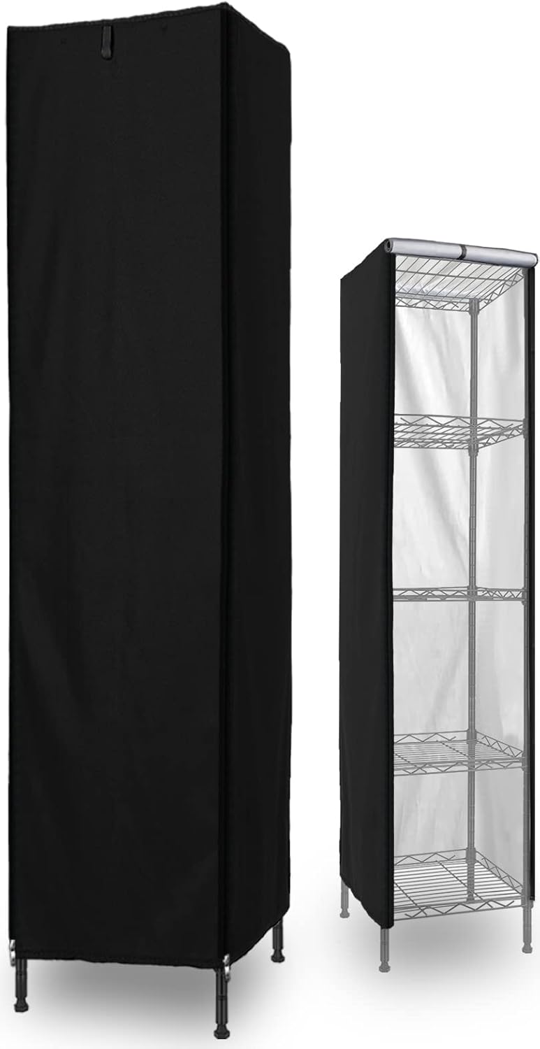 5 Tier Wire Shelving Cover, W12*D12*H50 High Density Rack Cover, Black ...