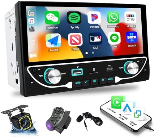 Amazon.com: Double Din Car Stereo with Wireless Carplay & Android Auto ...