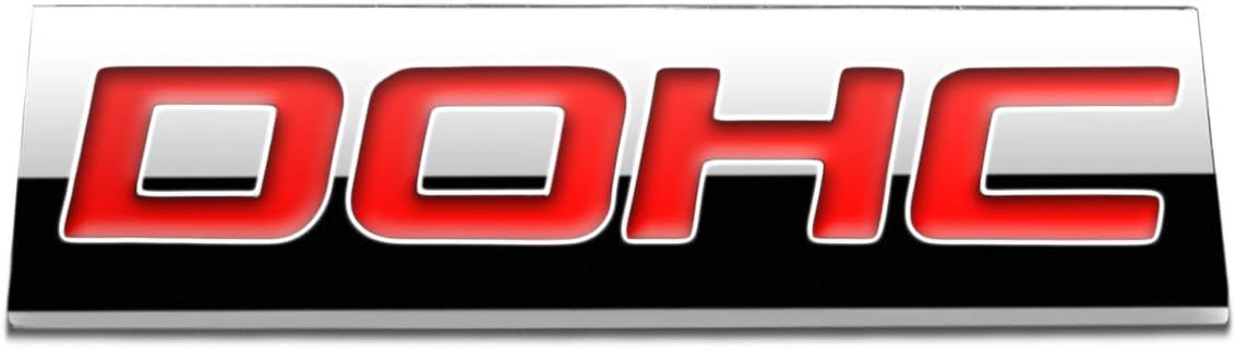 Emblema de metal con acabado cromado DOHC (letra roja) – Yaxa Colombia