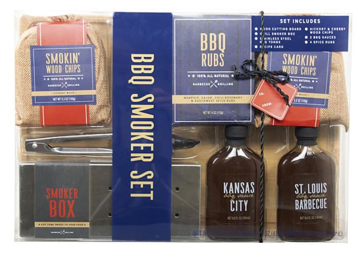 Amazon.com: Ultimate BBQ Smoker Gift Set with Wooden Cutting Board ...