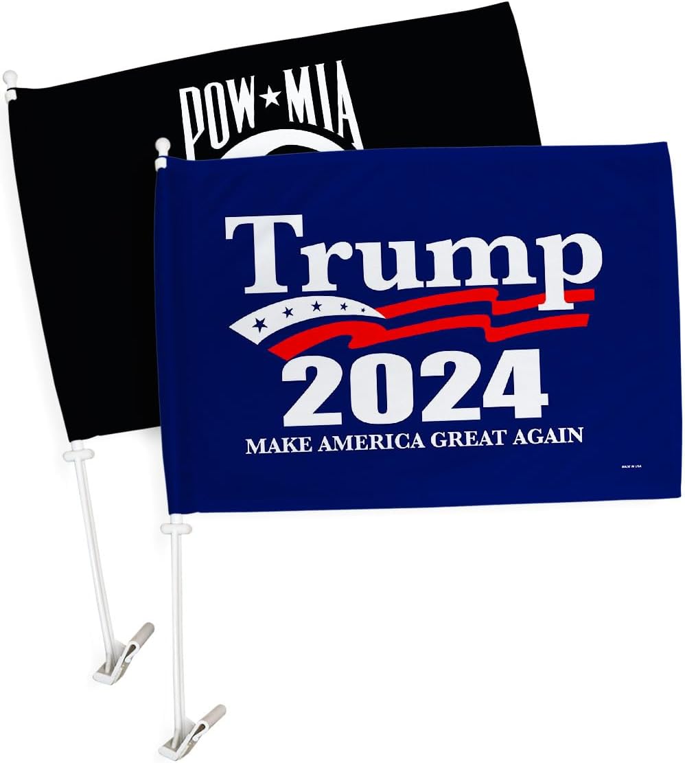 Amazon.com : Trump Flag Trump 2024 POW MIA Car Flags Make America Again ...
