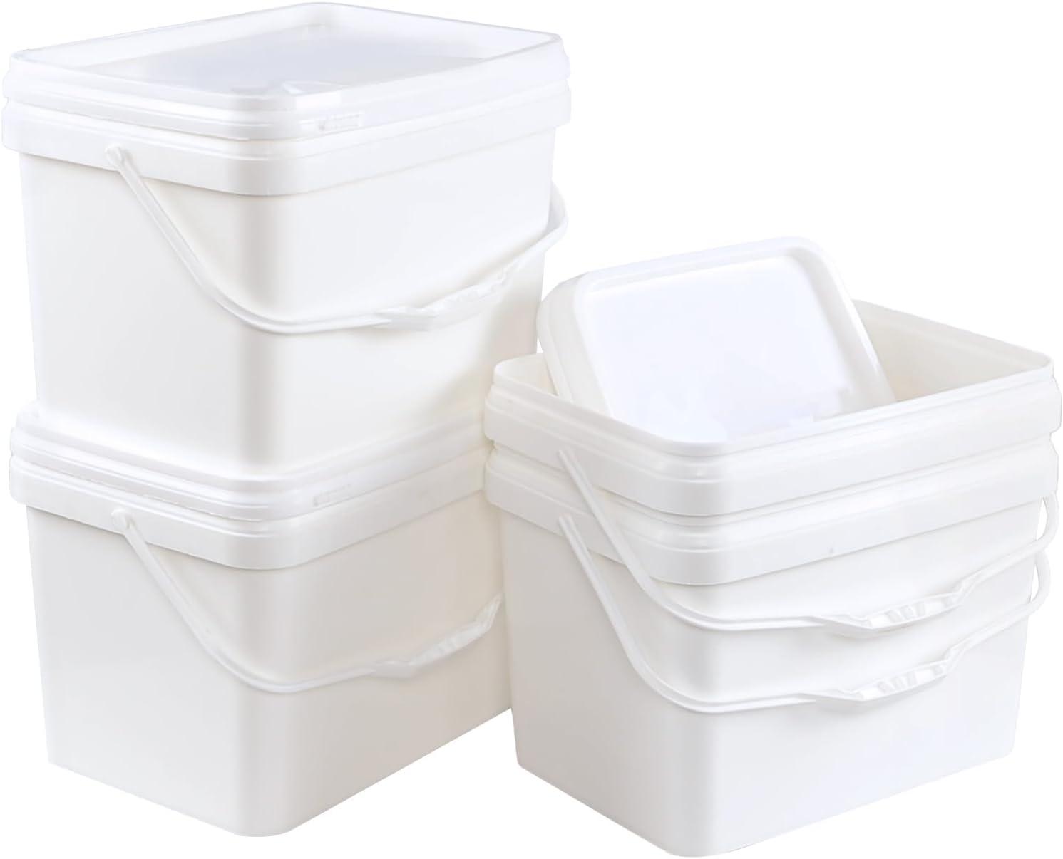 Amazon.com: Lesbin 4-Pack 5 Gallon Plastic Rectangular Bucket Pail with ...
