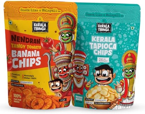 Kerala Thingz Tangy Tomato Banana Chips (100g) + Tapioca Chips (80g ...