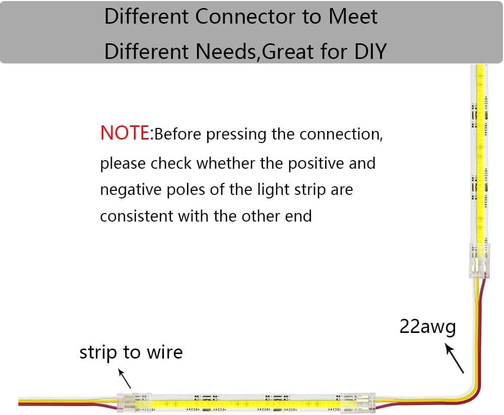 SHAOYAYAZHANG COB LED Strip Connector Set for 3-Pin 10 mm Wide Tunable ...