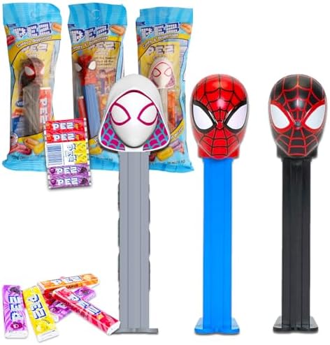 Amazon.com : Spiderman PEZ Dispensers 4 Pack - Bundle with 3 Pez ...