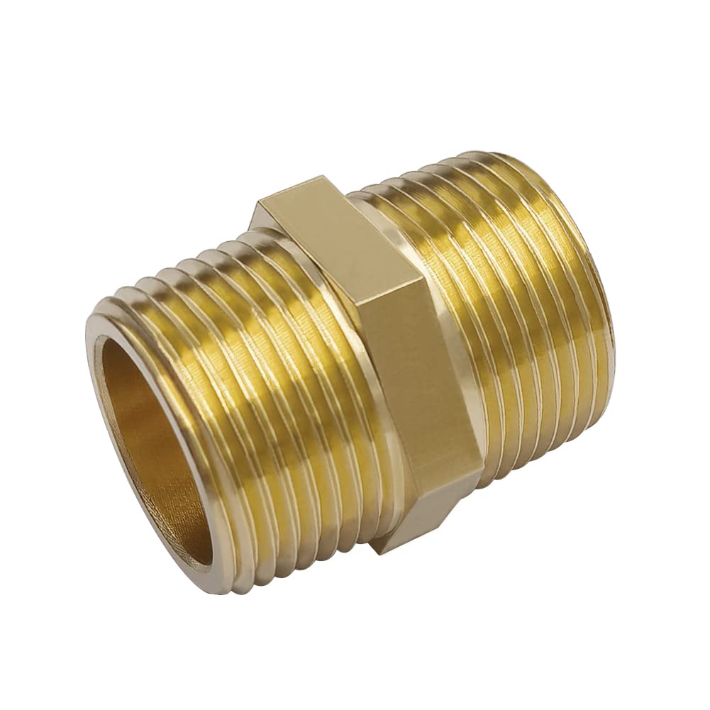 Snapklik.com : 2PCS Brass Hex Nipple 1" NPT Male To Male Pipe Fittings ...