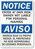 ・ブランド:SmartSign・製造元:MySecuritySign・製造元/メーカー部品番号:S-7427-AL-14・丈夫なアルミニウム:'Enter At Own Risk'サインは頑丈な厚さ40ミルのアルミニウム...
