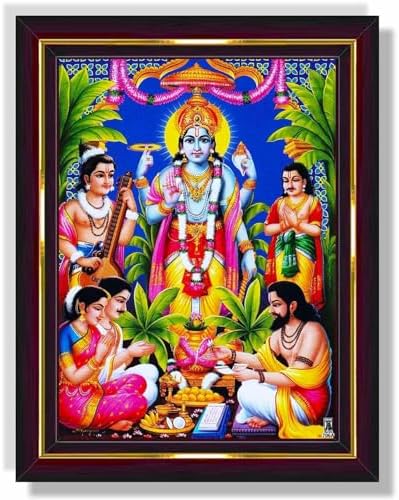 Satyanarayana Swamy Photo, Premium Pooja Photo with Frame of 20 * 14 ...