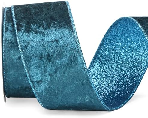 Amazon.com: Ribbli Turquoise Blue Velvet Wired Ribbon 2.5 Inch Teal ...