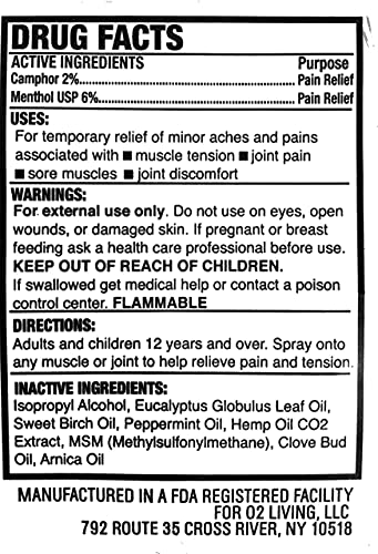 Reviews for O2 Living Hemp Muscle Mist 100 mg Spray Pain Relief CO2 ...