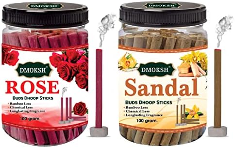 Dmoksh Rose Sandle Flavor Dhoop Sticks Combo Pack 100gm Dhup Batti in ...