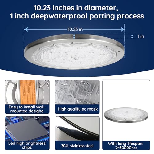 SH061200 LED RGBW 10 Inch AC120V Pool Lights for Inground Pool, Led ...