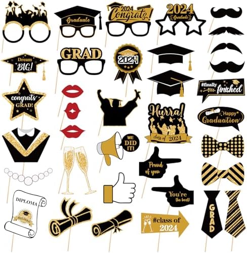 LMSHOWOWO 30 PCS Graduation Photo Booth Props, Giant Grad Decorations ...