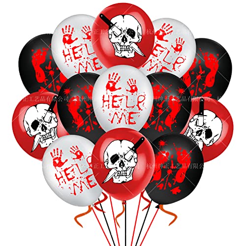 18 Pcs 12 Inch Blood Splatter Balloons, Bloody Handprint - Want It All