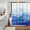 Amazon.com: Ombre Blue Watercolor Textured Slubbed Fabric Shower Curtain, Abstract Ocean Wave ...