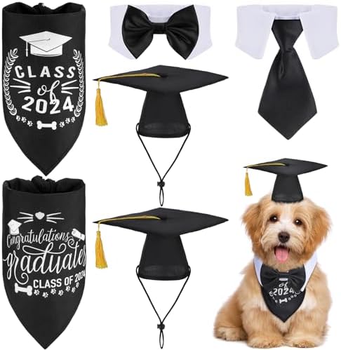 Amazon.com : FLAdorepet Dog Graduation Caps with Bow Tie Necktie Pet ...
