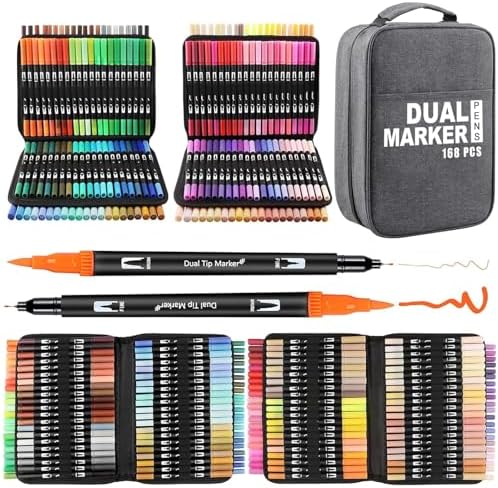 Ccfoud Brush Pen Lot de 168 feutres pinceaux double face Marqueurs ...
