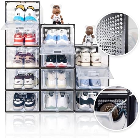 OMOPIN Large Clear Plastic Shoe Boxes Stackable, 10 Pack Drop Front ...