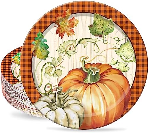 Amazon.com: Whaline 40Pcs Fall Paper Plates 9 Inch Pumpkin Black Orange ...