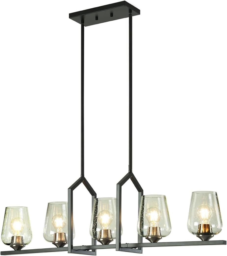 HOLAPORAA Black Dining Room Light fixtures Over Table 5 Lights Modern ...