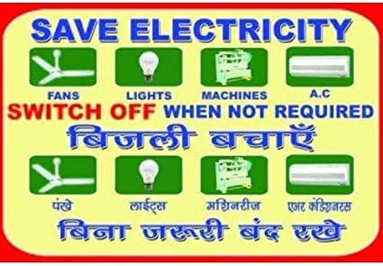 PRINTELLIGENT Safety Sign Board Save Electricity 12x18 SunBoard (Theme ...