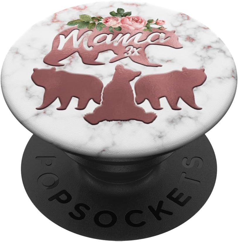 Amazon.com: Mama Bear Three Cubs Mom Pink Rose on White Background ...