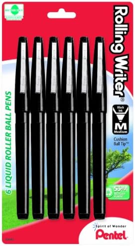 Amazon.com: Pentel Rolling Writer Roller Ball Pen, Medium Line, Black ...