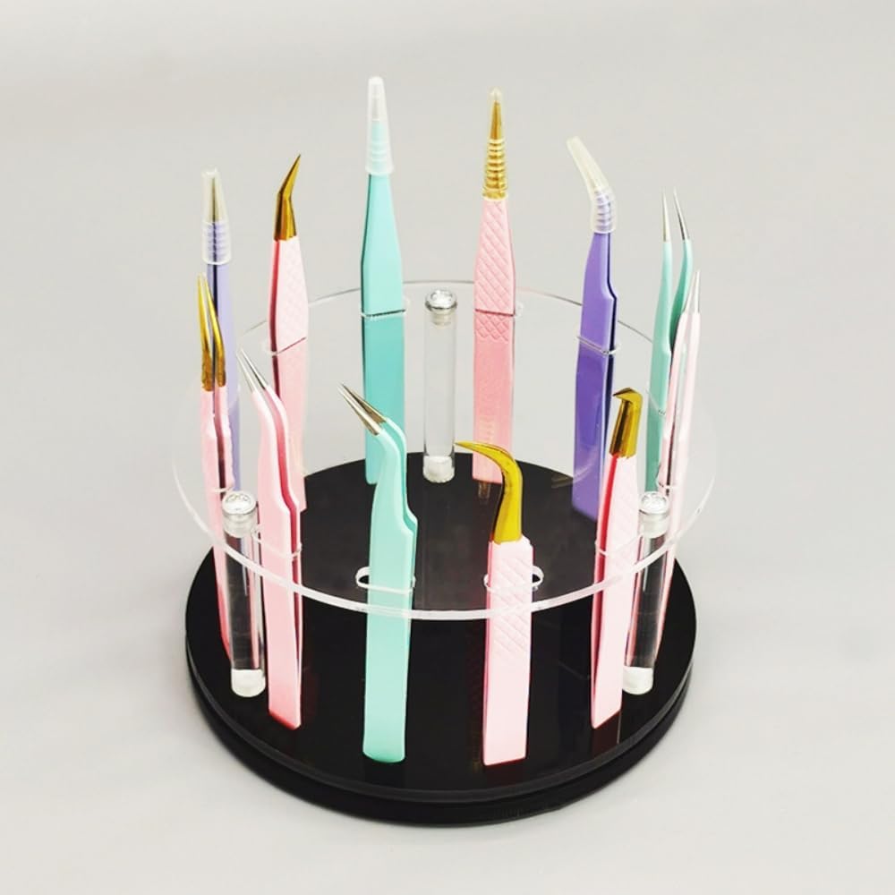 Amazon.com : LIXIMMAZN 12 Holes Rotatable Acrylic Tweezers Holder ...
