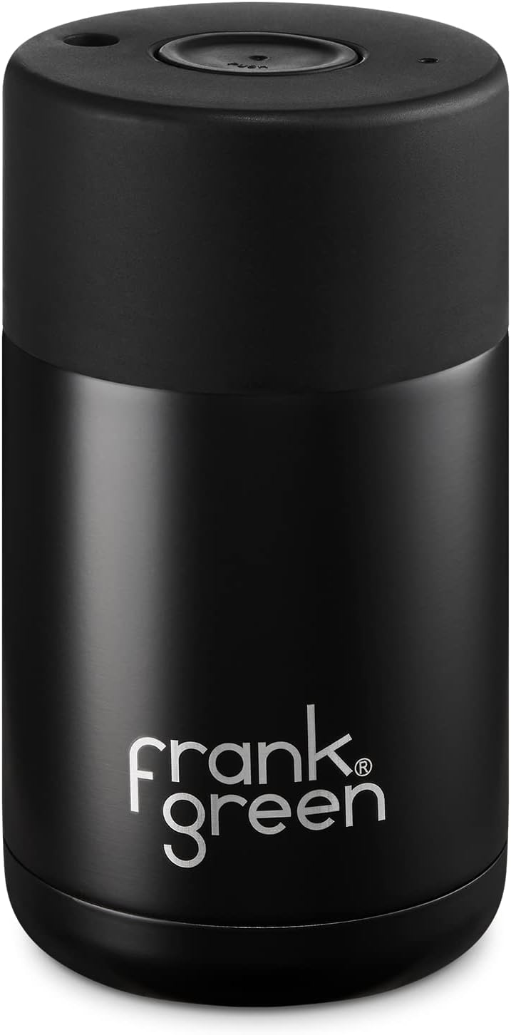 Frank Green Ceramic Reusable Cup with Push Button Lid, 10 oz Capacity ...
