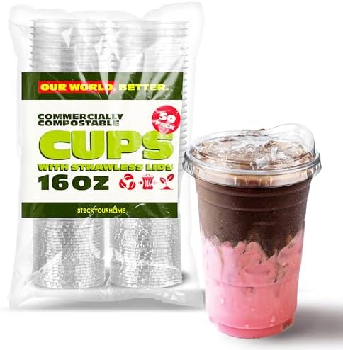 Amazon.com: Stock Your Home 16 oz Clear Commercially Compostable Cups ...